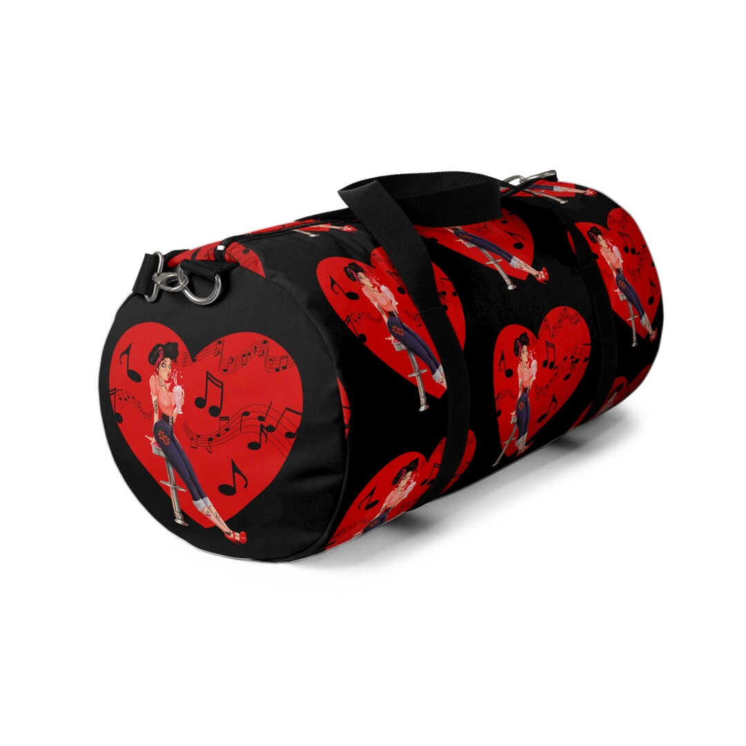 Cute Black and Red Retro Duffel Bag Vintage Pinup Print Girls Fun ...