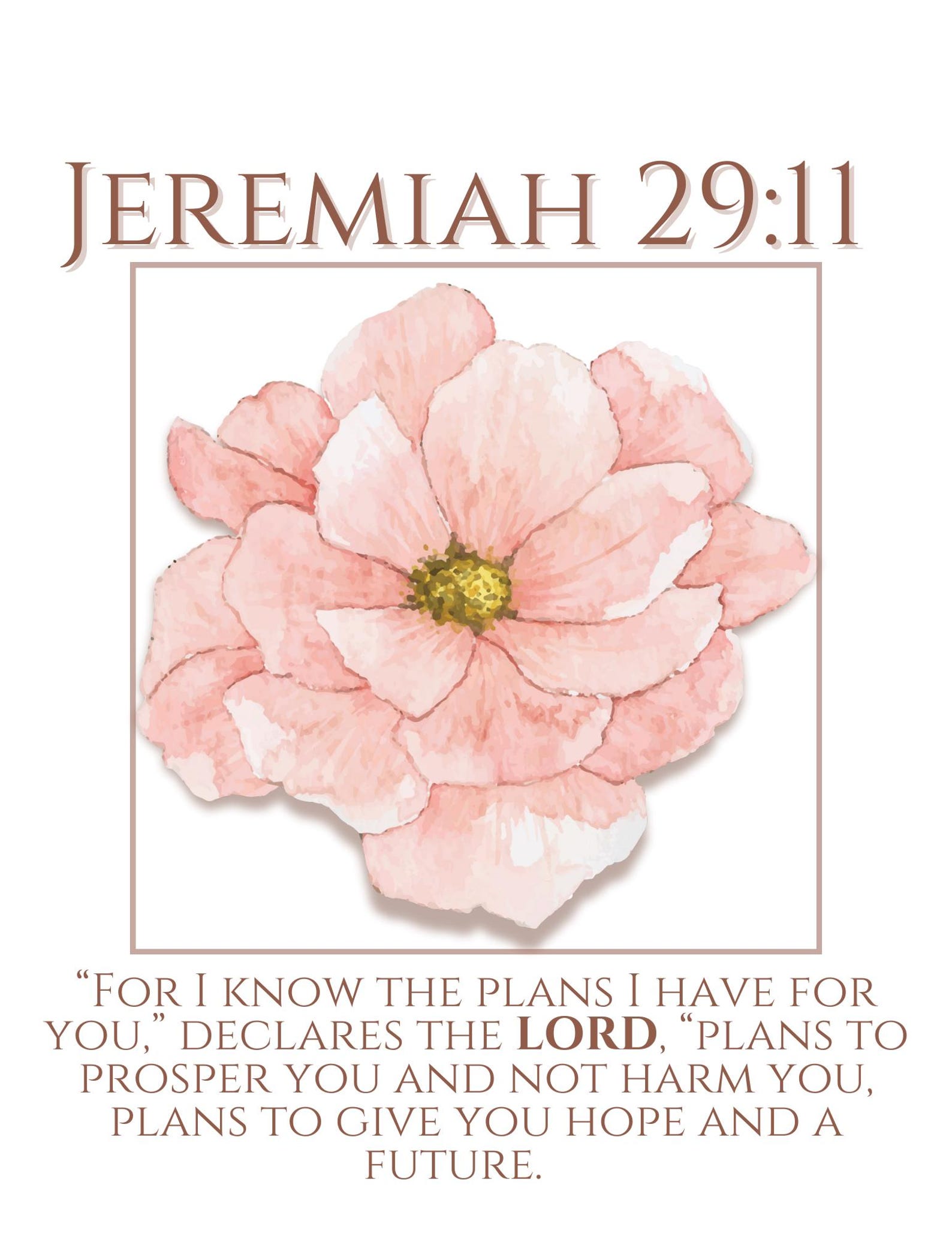 Floral Christian Art | Jeremiah 29:11 | Bible Verse | Digital Print ...