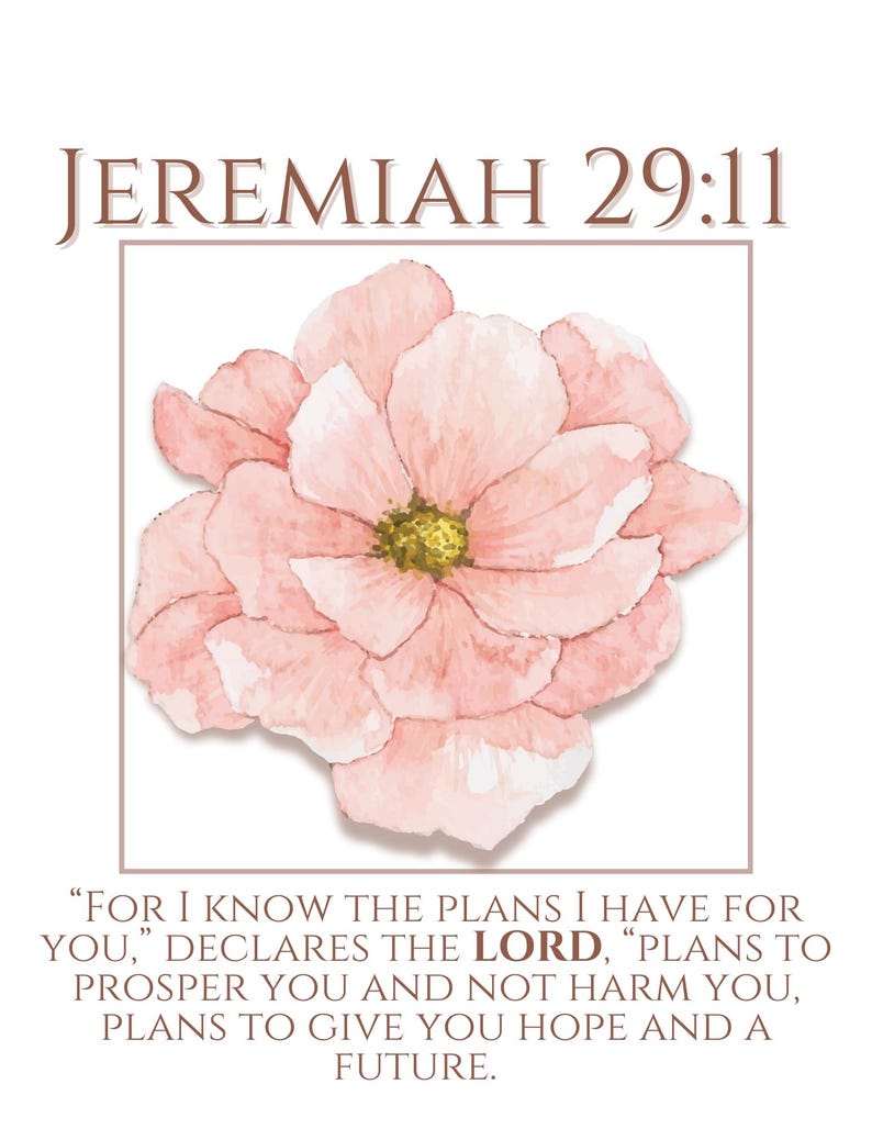 Floral Christian Art | Jeremiah 29:11 | Bible Verse | Digital Print ...