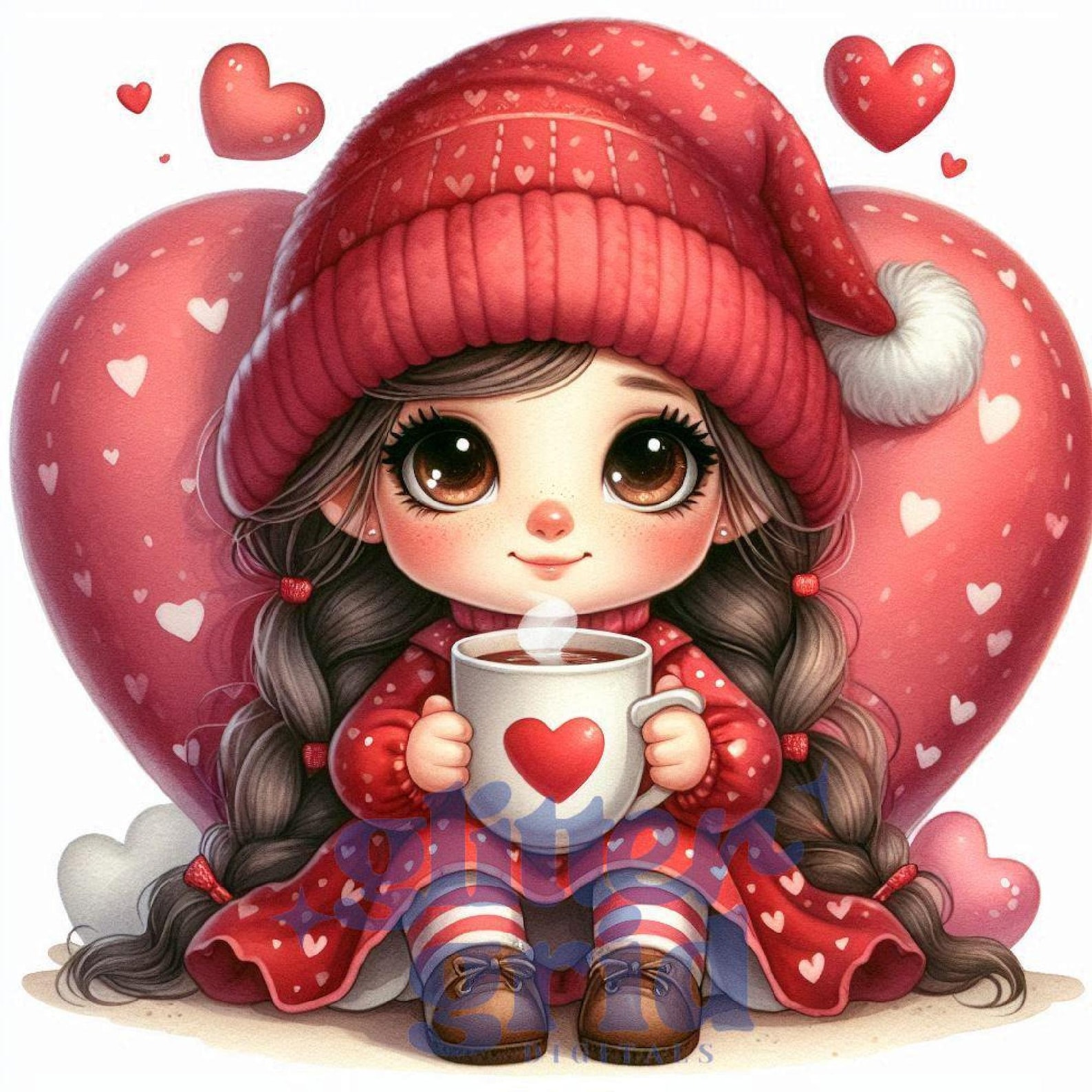 Heartfelt Valentines Gnome | 17 High-quality 300 DPI Jpegs Commercial ...