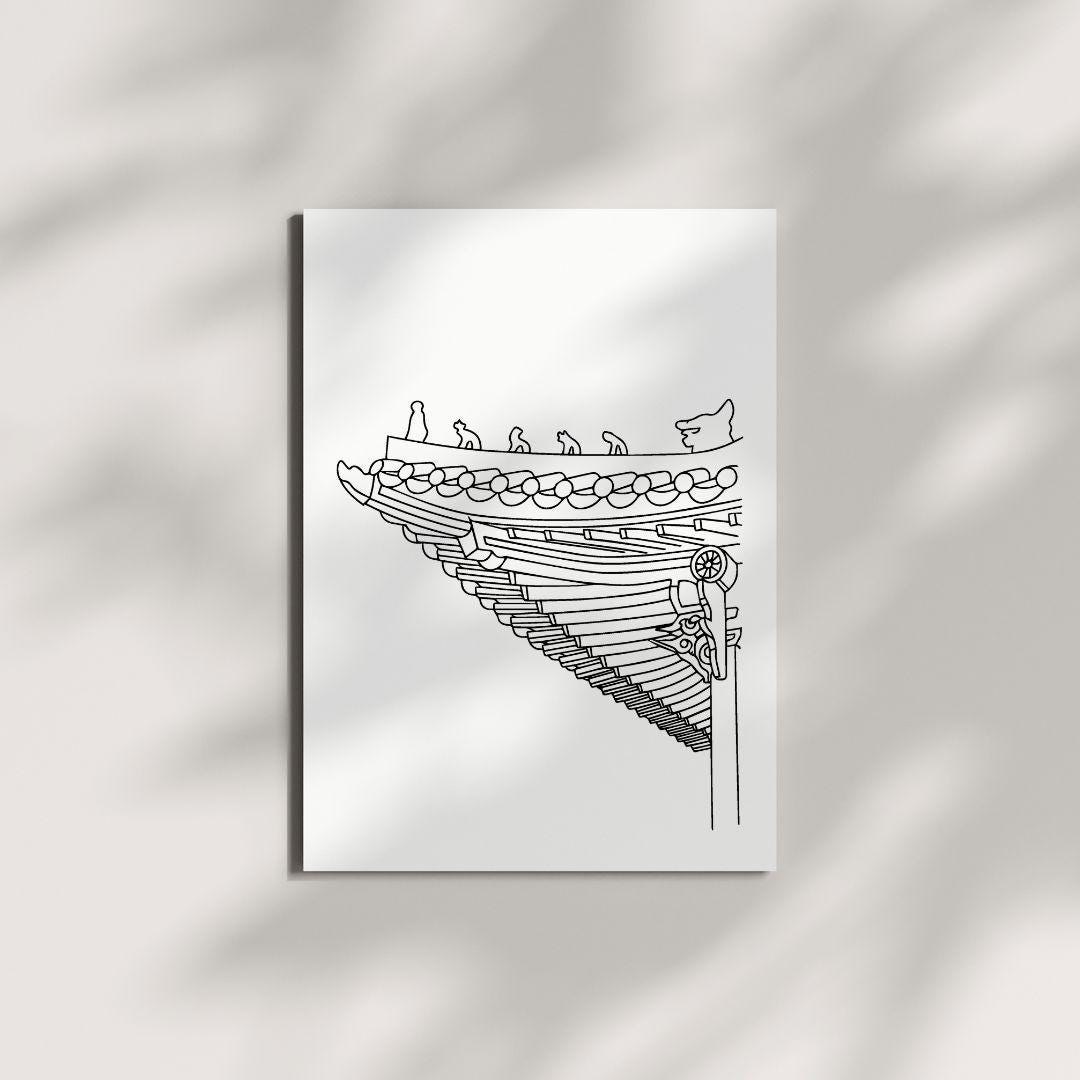 Hanok Line Drawing – Korean Architecture Wall Art Printable, 1 PDF File ...