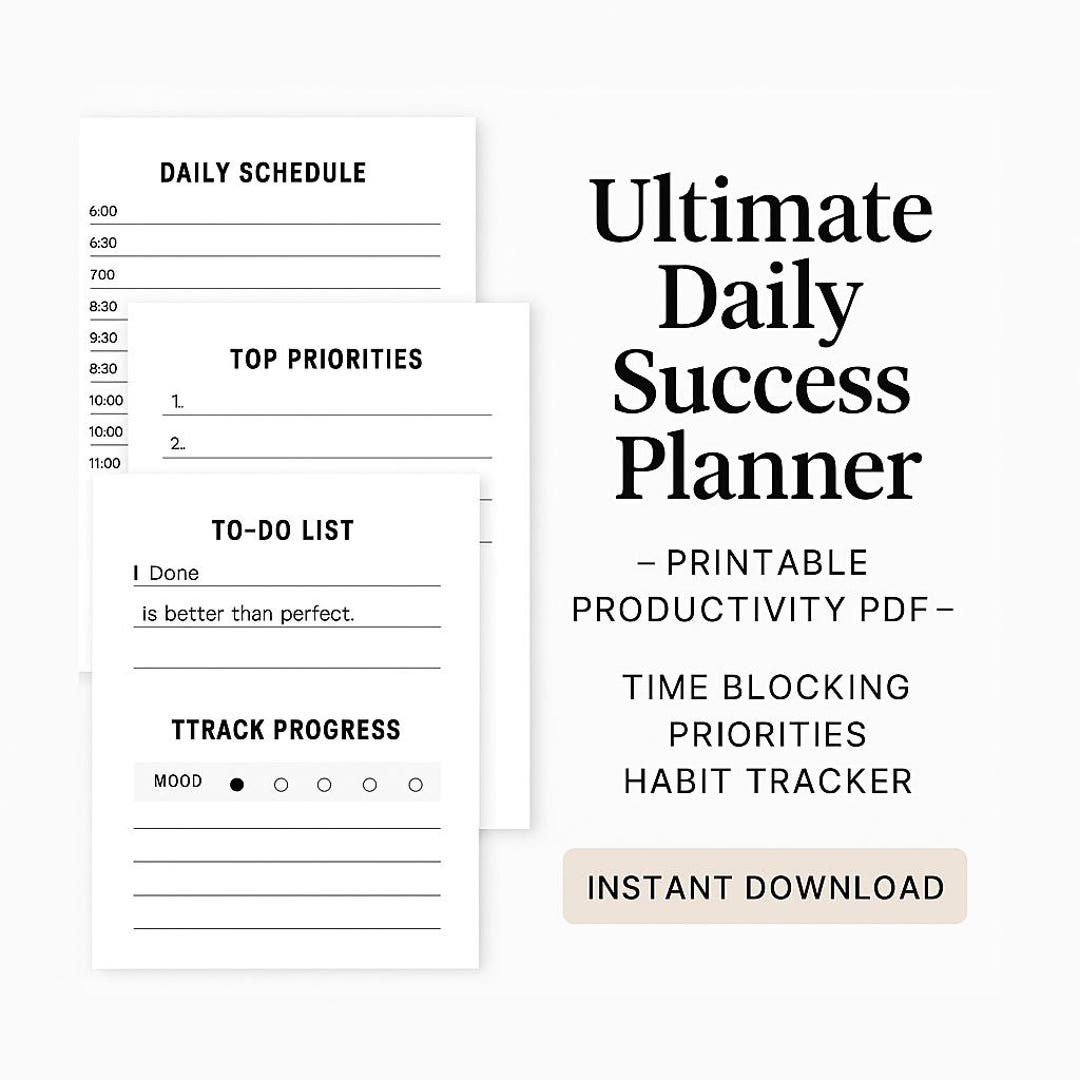 Ultimate Daily Success Planner – Printable Productivity PDF – Time ...