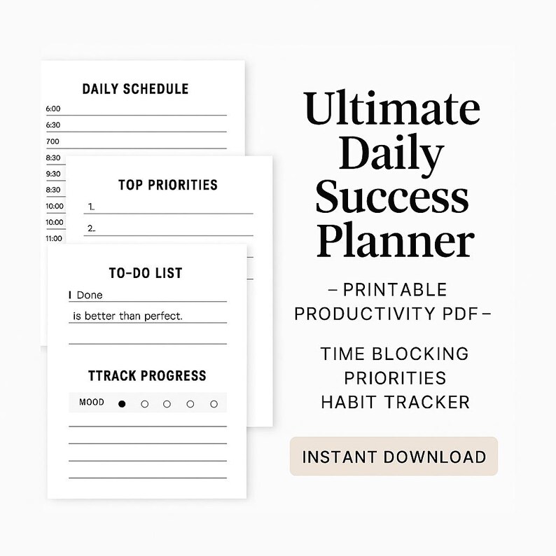 Ultimate Daily Success Planner – Printable Productivity PDF – Time ...