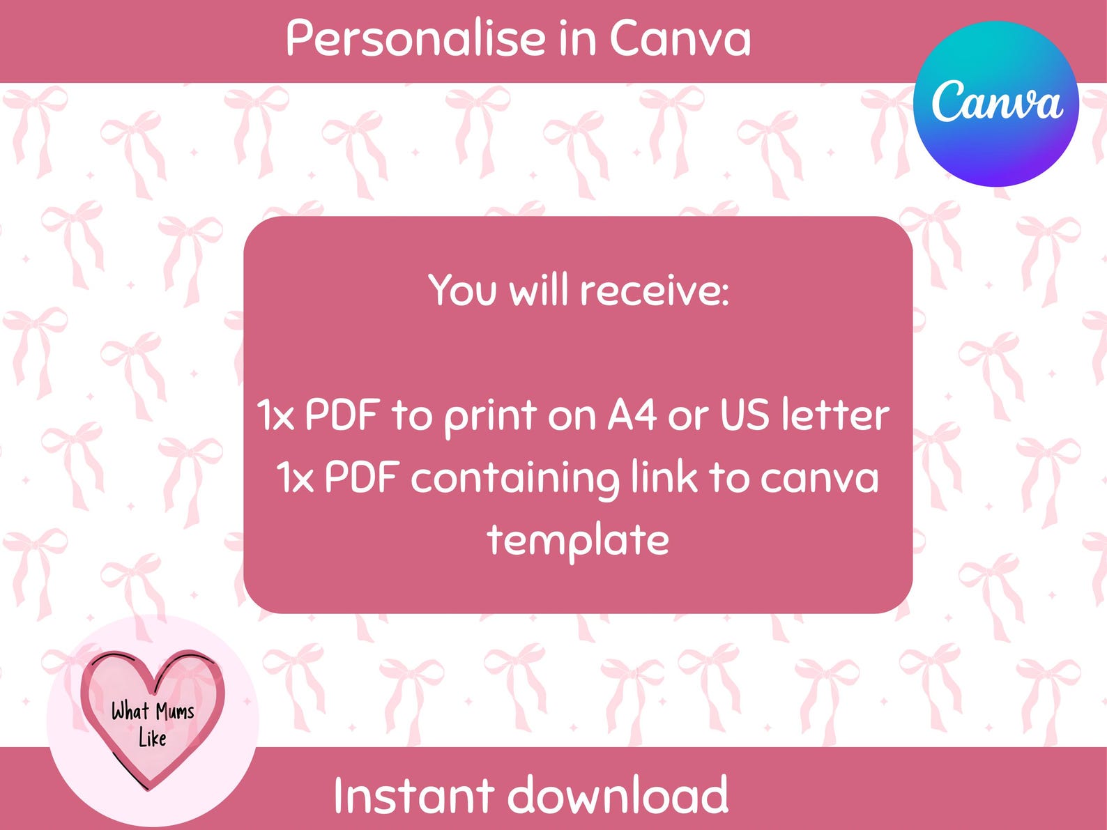 Coquette Reward Chart for Kids: Pink Bow Printable (PDF Download A4 ...