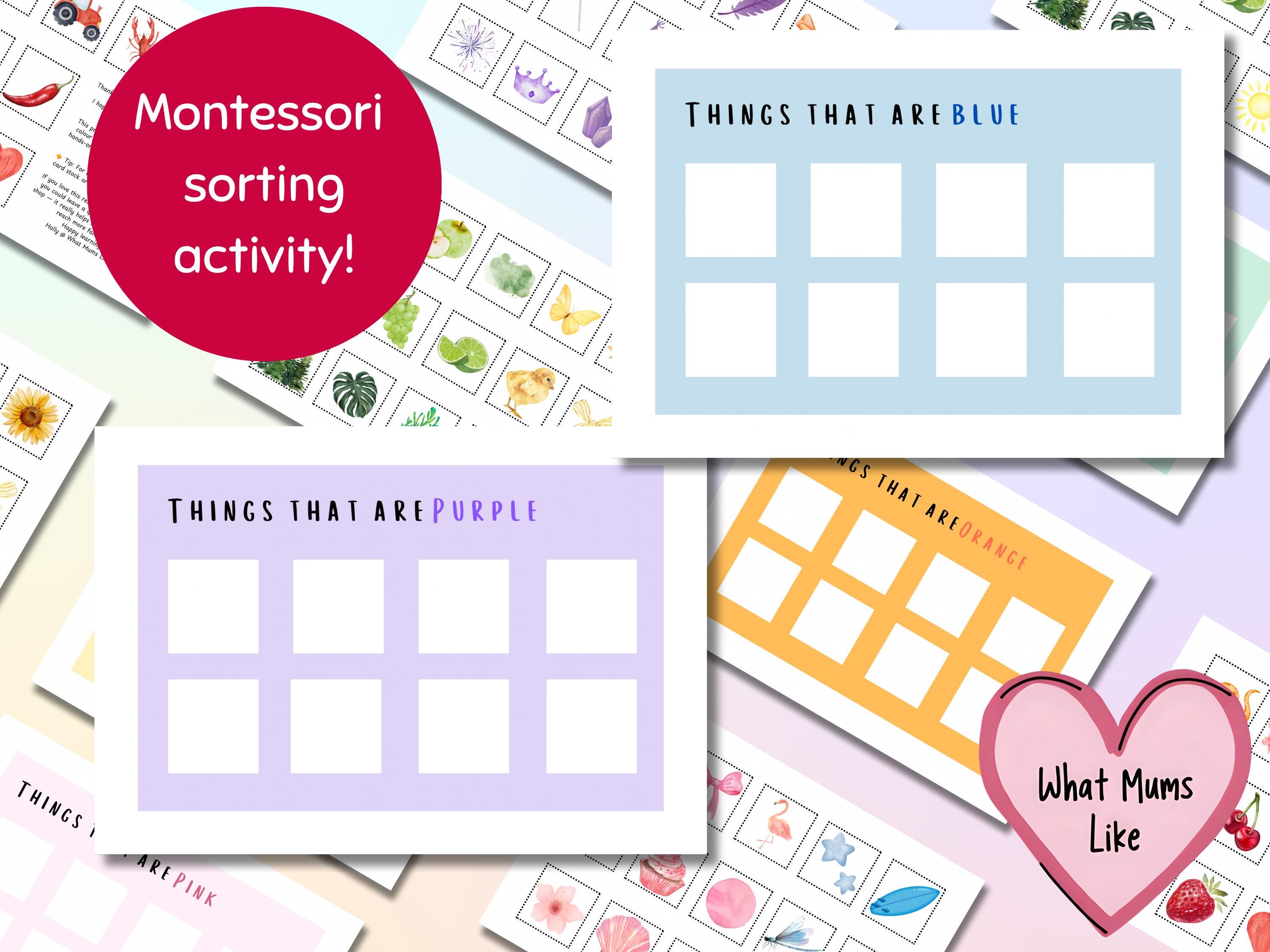 Montessori Color Sorting Game: Toddler Learning Activity (PDF Printable ...