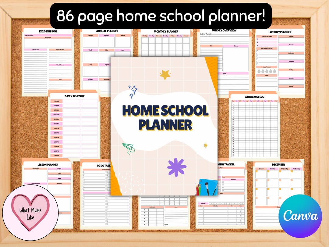 Homeschool Planner Printable, Digital Lesson Planner, Academic Schedule ...