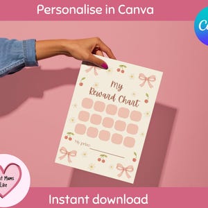 Coquette Reward Chart for Kids: Pink Bow Printable (PDF Download A4 ...