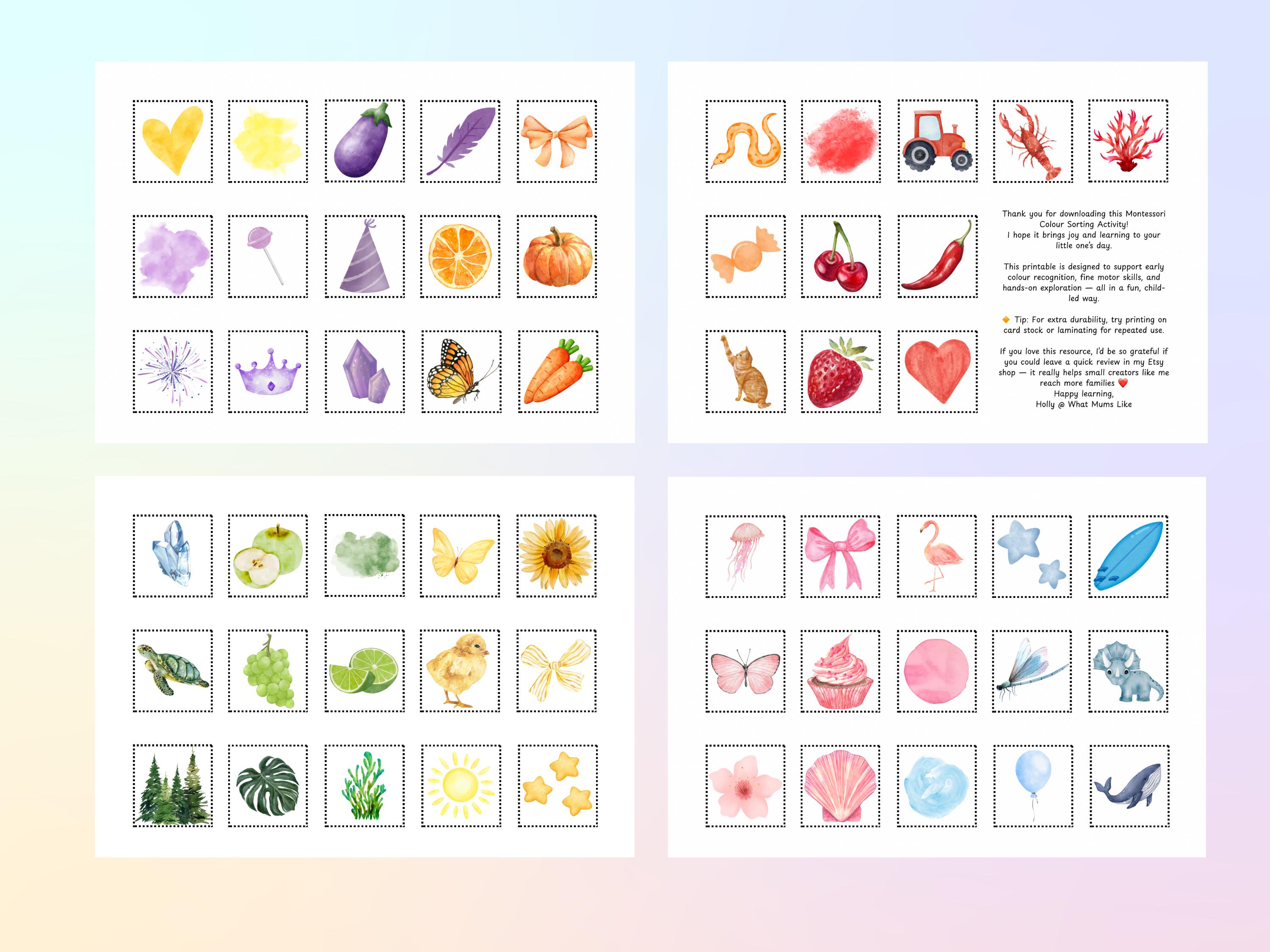 Montessori Color Sorting Game: Toddler Learning Activity (PDF Printable ...