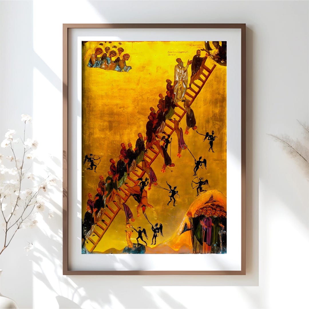 Christian Wall Art, Ladder of Divine Ascent Icon, Byzantine Mount Sinai ...