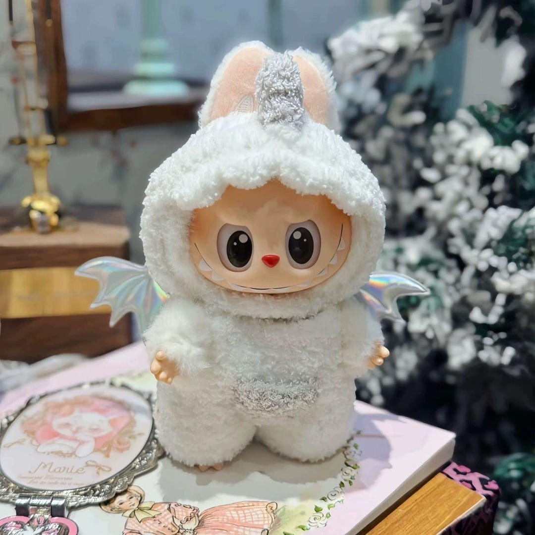 Dragon Costume for Labubu Doll | Handmade White Plush Outfit | Fits ...