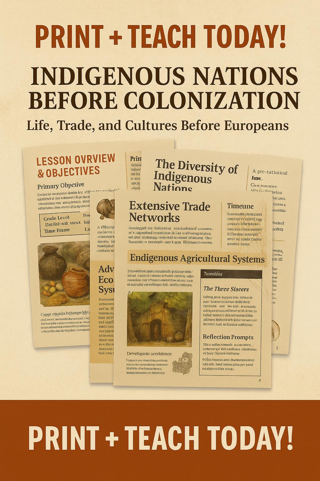 Pre-1492 Indigenous Nations History Guide: Classroom Lesson Plan - Etsy