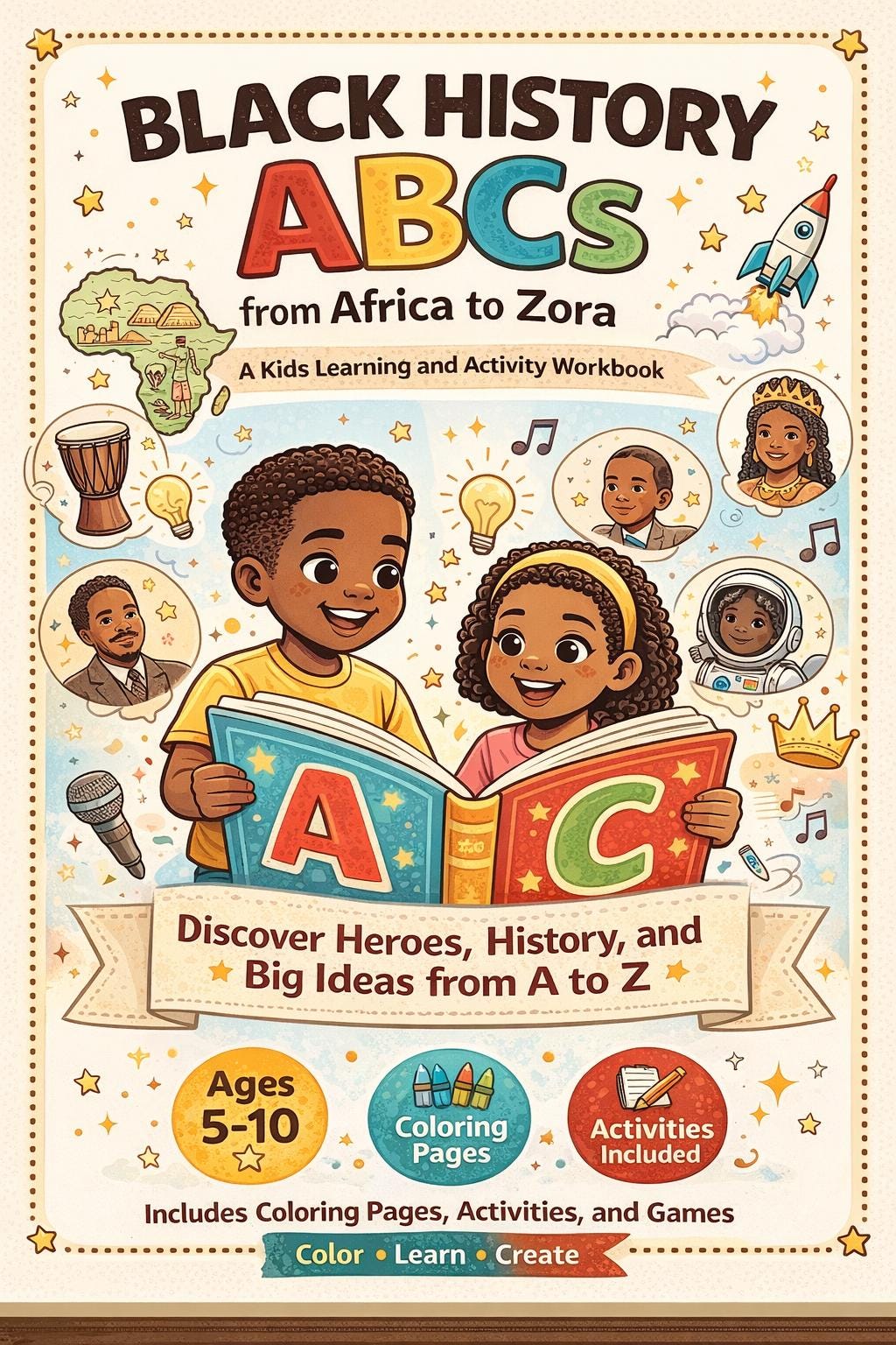 Black History Abcs Workbook for Kids | Alphabet Activities, Coloring ...