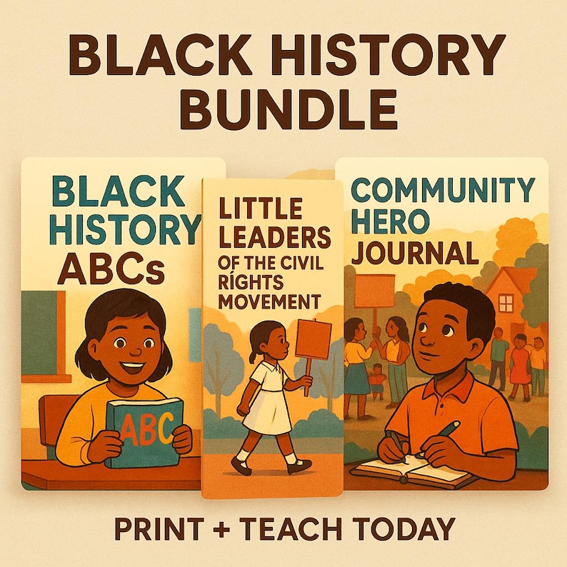 Black History Printable Bundle for Kids: Abcs, Civil Rights, Community ...