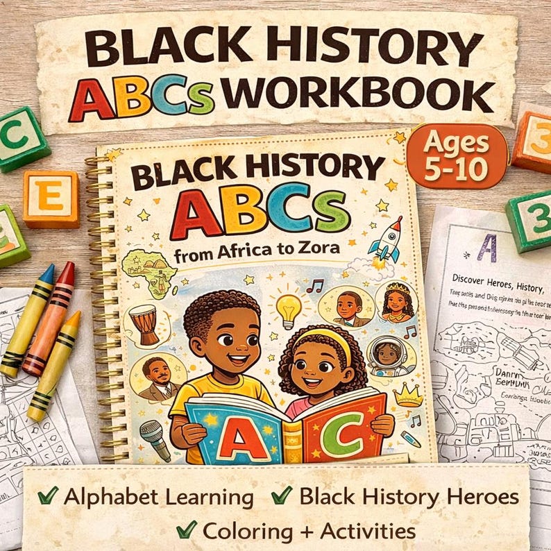 Black History Abcs Workbook for Kids | Alphabet Activities, Coloring ...