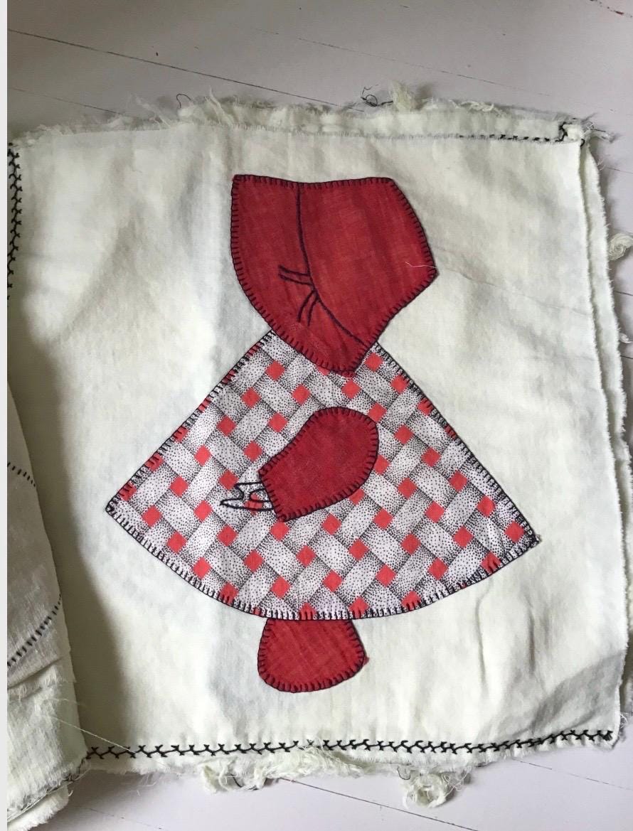 Vintage Sunbonnet Sue Cutter Quilt Square 13” X 13” - Etsy