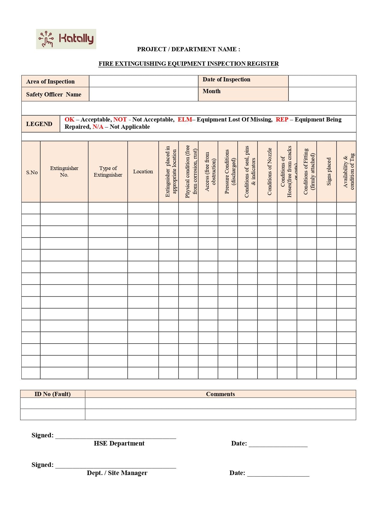 Fire Extinguisher Inspection Checklist: Editable PDF & Word Template - Etsy