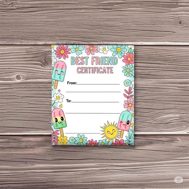 Printable Best Friend Certificate for Kids - Personalized Friendship ...