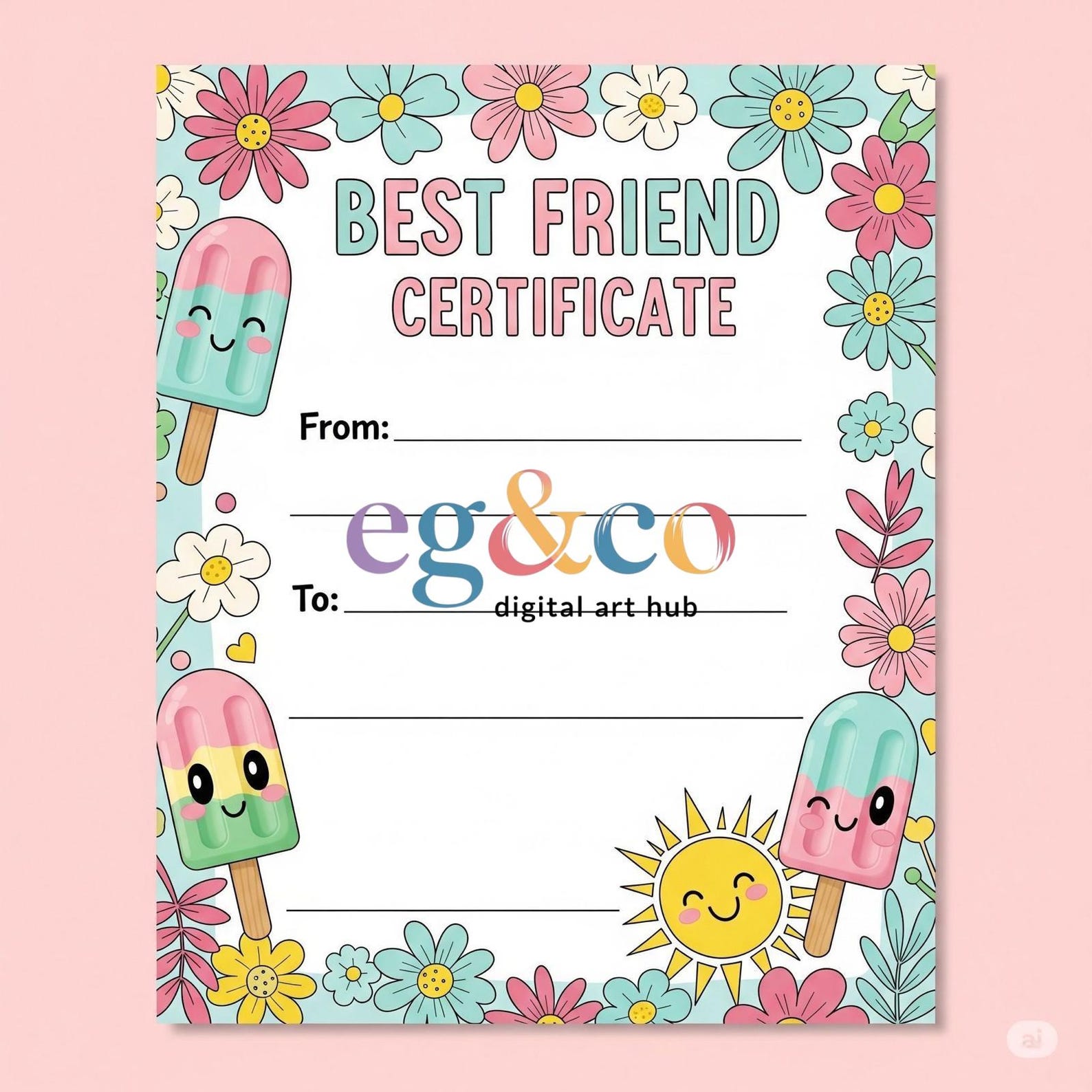 Printable Best Friend Certificate for Kids - Personalized Friendship ...