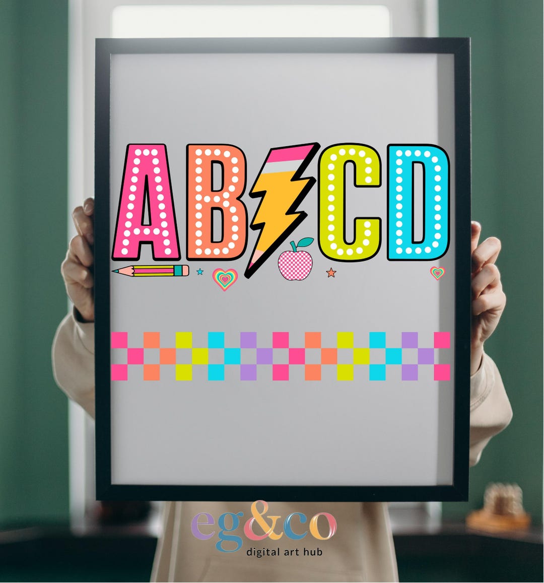 ABCD Back to School Rock Png | AC/DC Vibes Alphabet | Retro Teacher ...