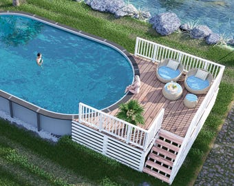 above ground pool deck oval
