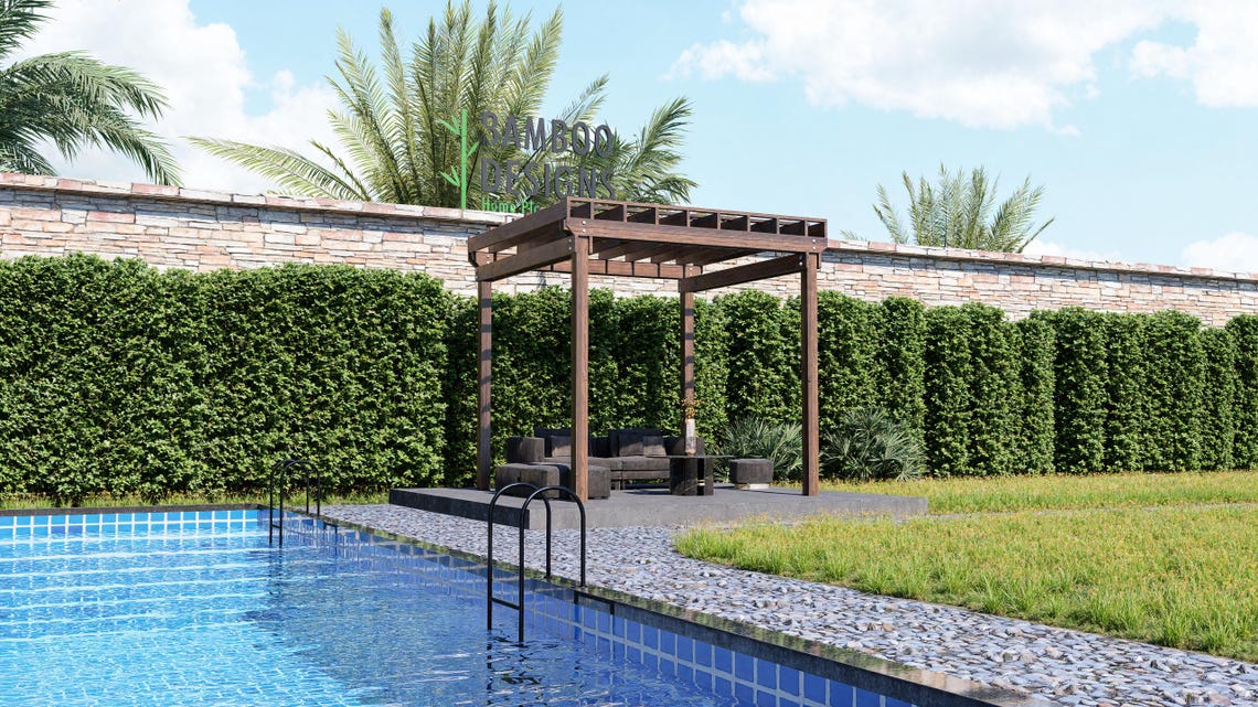 Austin Square Pergola – 10'x10' Modern Wood Pergola Plans – Outdoor ...