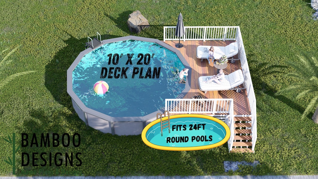 Santa Rosa 10x20 Circle Pool Deck Plan – Elevated Backyard Deck With ...