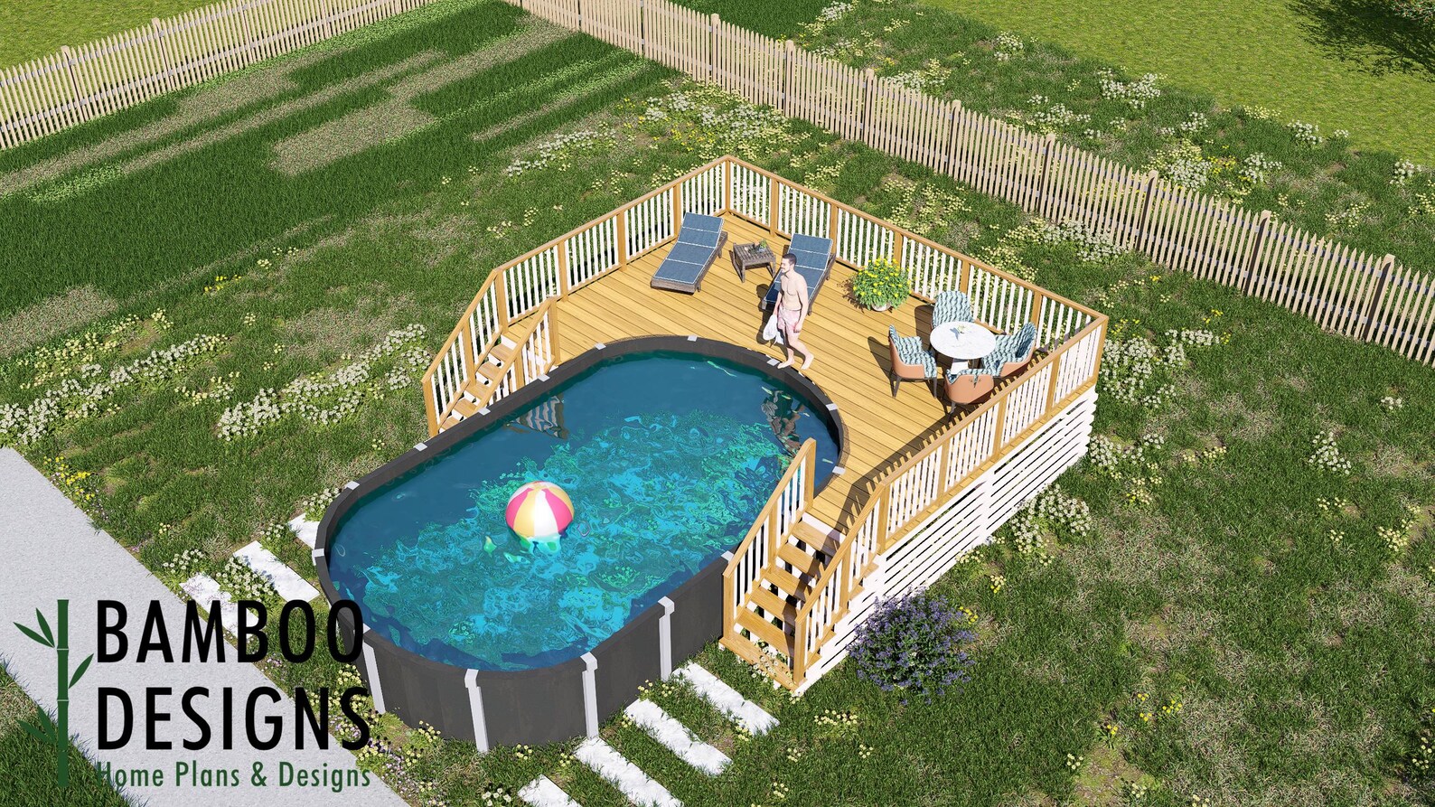 Elrond Oval Pool Deck Plan — 16x23 Deck for 15x24 Above-ground Pools - Etsy