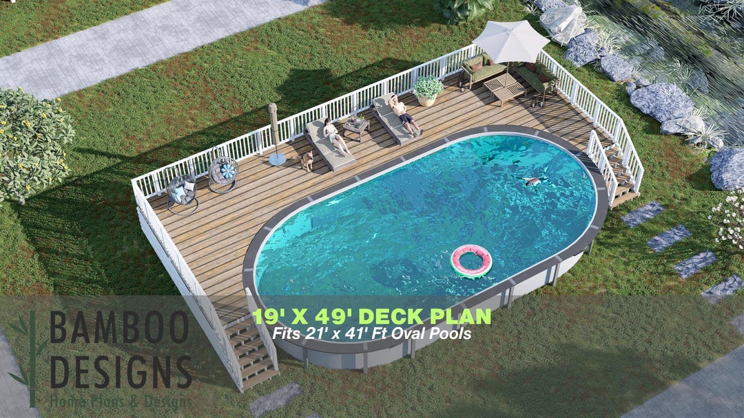 Delano Oval Pool Deck Plan – 19x49 Elevated Deck With Dual 6-step ...
