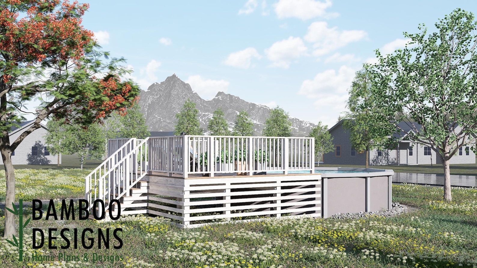 Oak Trail Shores Circle Pool Deck Plan – 10x18 Elevated Deck With 6 ...