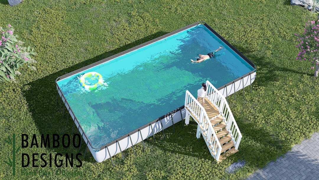 Oakstead 4x4 Rectangle Pool Deck Plan – Compact Above-ground Pool Entry ...