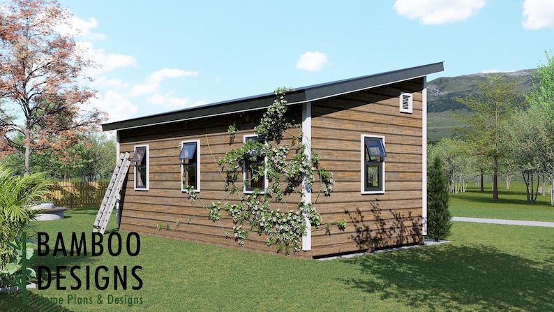 Jovian 12x24 Sloped Roof Shed Plan – Modern Workshop, Studio, or ...