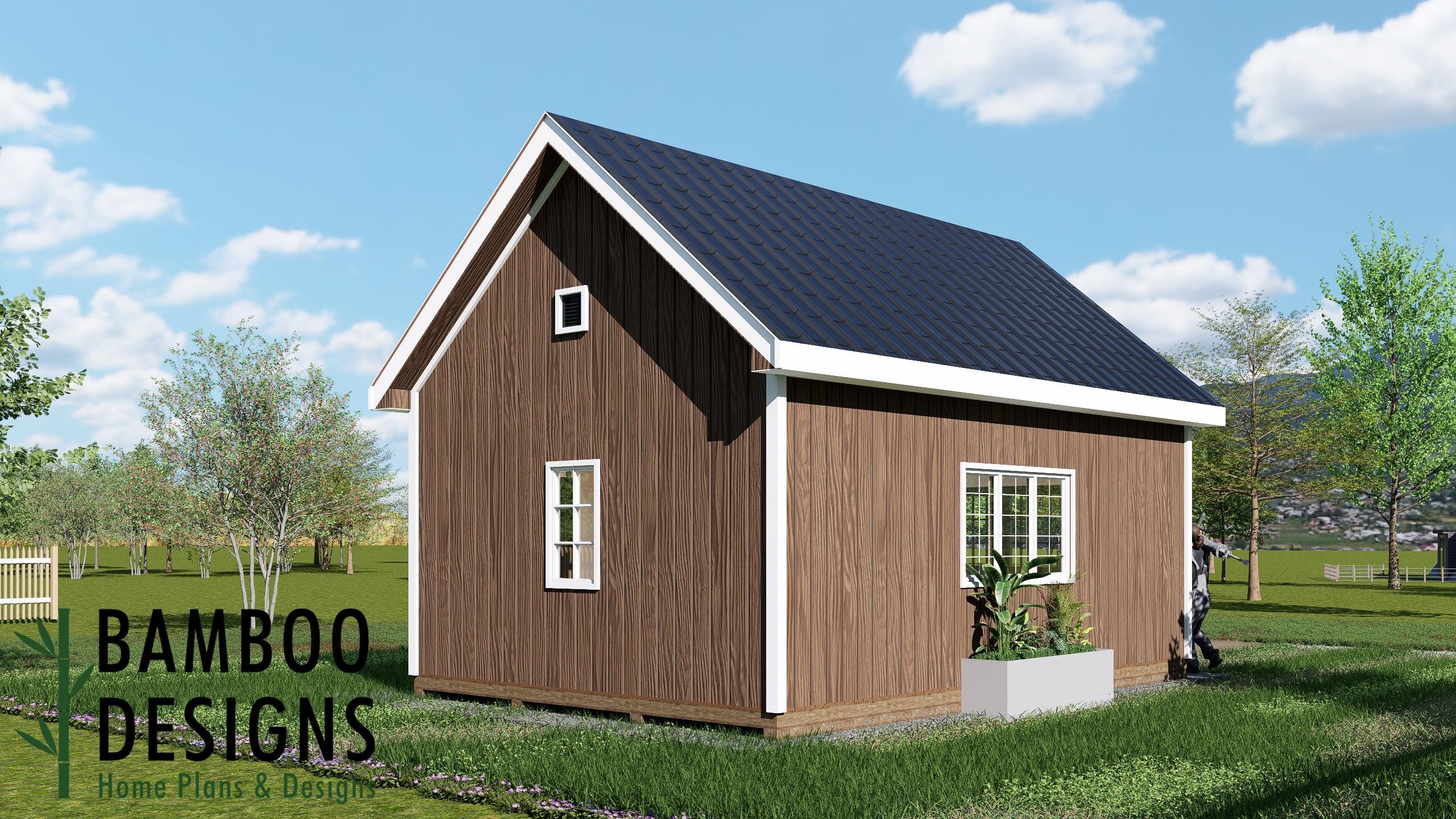 Lia 16x24 Garage Shed Plan – Loft Gable Shed | Workshop, Studio, or ...