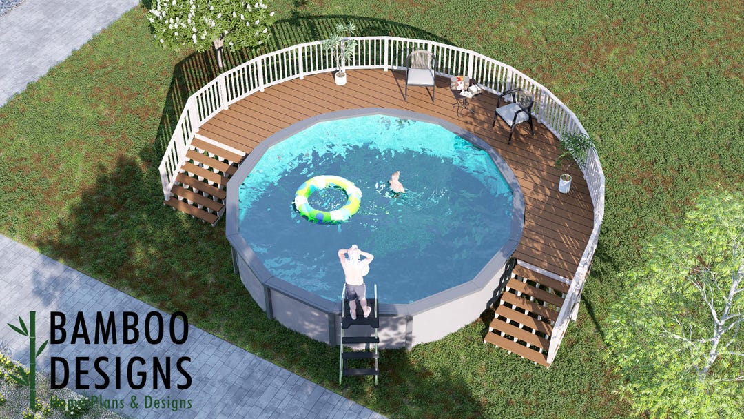 Arcadia Circle Pool Deck Plan – 5ft Wrap Around Deck With Dual 6-step ...
