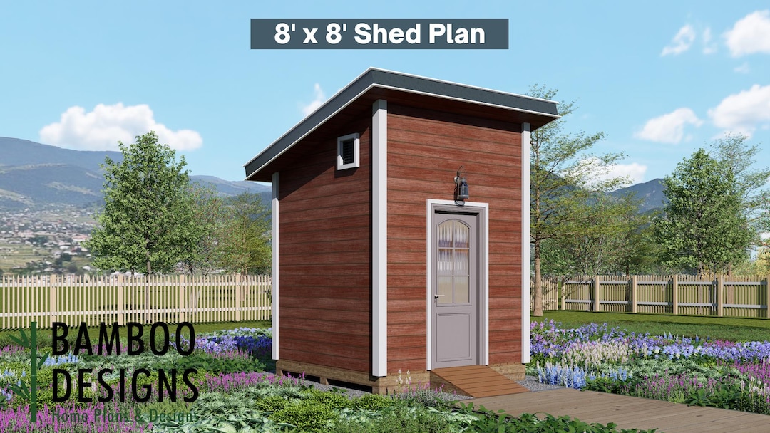 Greta 8x8 Modern Shed Plan – Sloped Roof Compact Storage Building | DIY ...