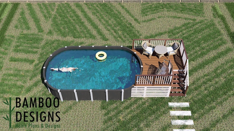 Sauron Oval Pool Deck Plan — 10x12 Elevated Deck for 15x24 Above-ground ...