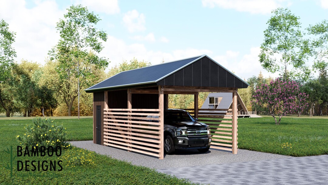Byron Bay Rustic Gable Carport With Storage Shed 12x26 – DIY Wood Plans ...