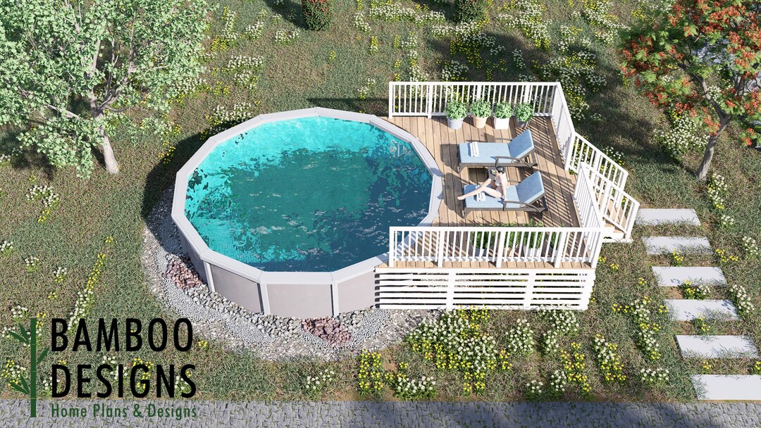 Oak Trail Shores Circle Pool Deck Plan – 10x18 Elevated Deck With 6 ...