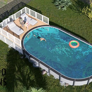 Lemon Cove Oval Pool Deck Plan – 10x18 Elevated Deck With 6-step Entry ...