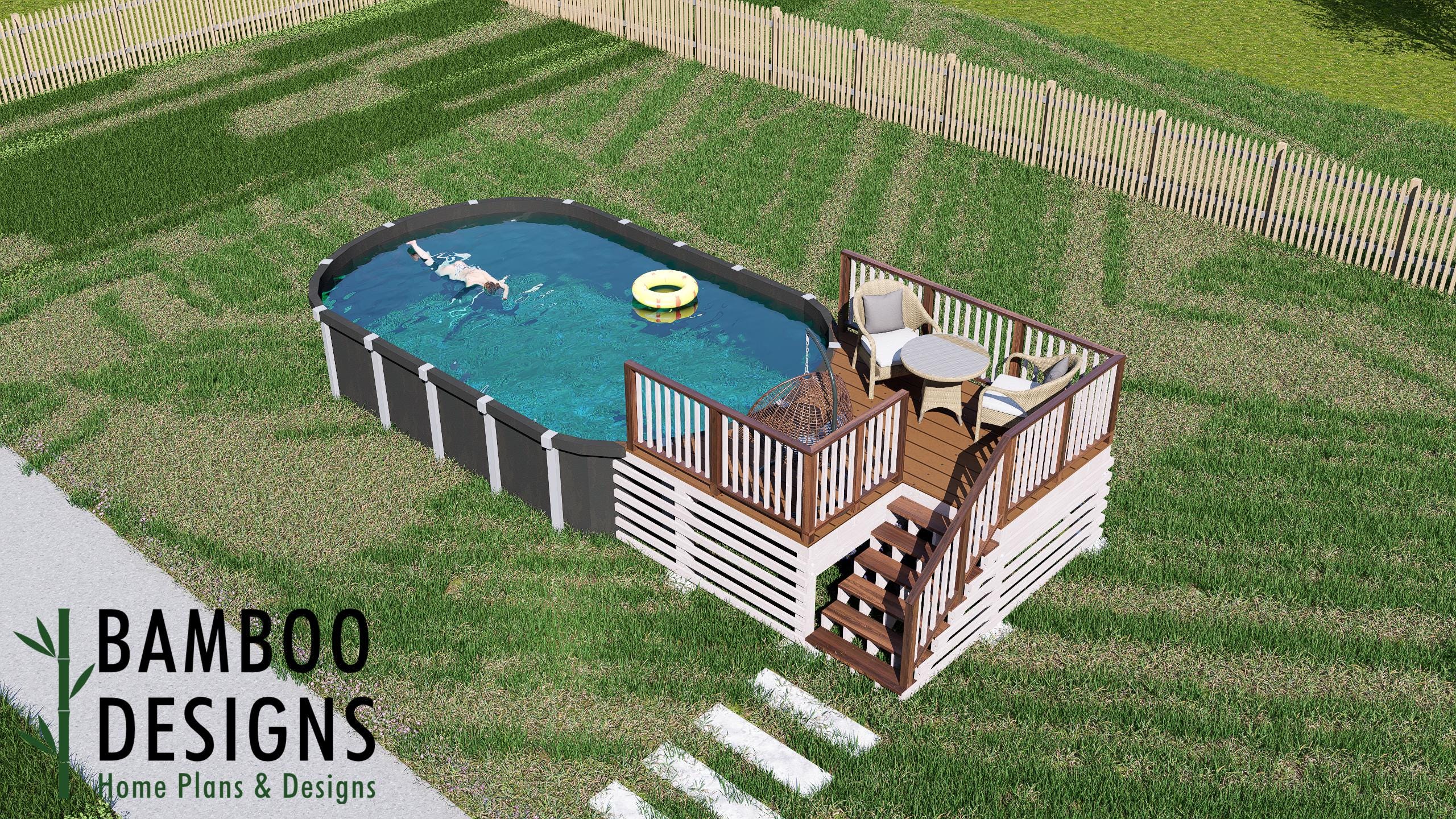 Sauron Oval Pool Deck Plan — 10x12 Elevated Deck for 15x24 Above-ground ...