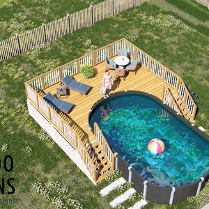Elrond Oval Pool Deck Plan — 16x23 Deck for 15x24 Above-ground Pools - Etsy