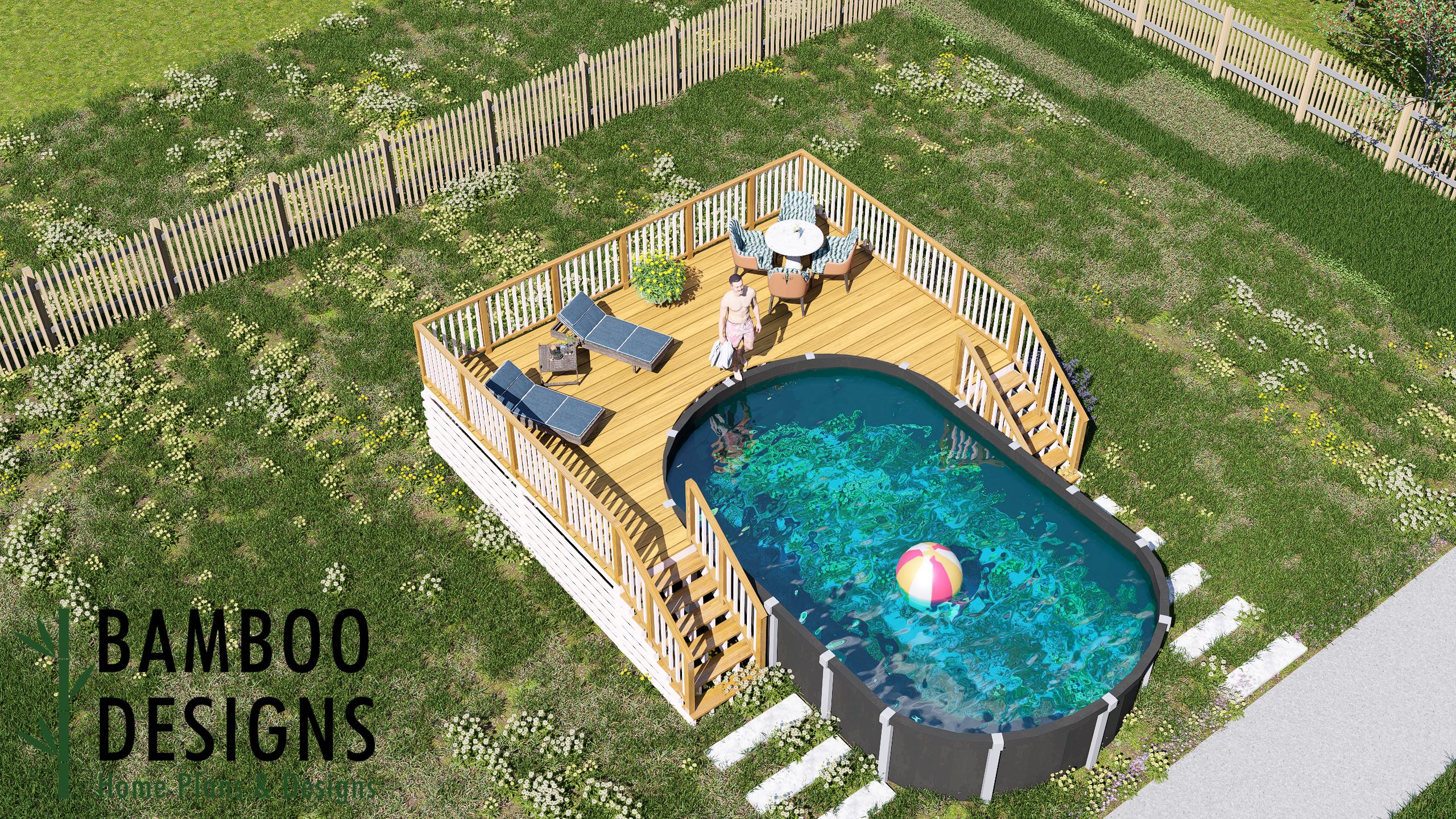 Elrond Oval Pool Deck Plan — 16x23 Deck for 15x24 Above-ground Pools - Etsy