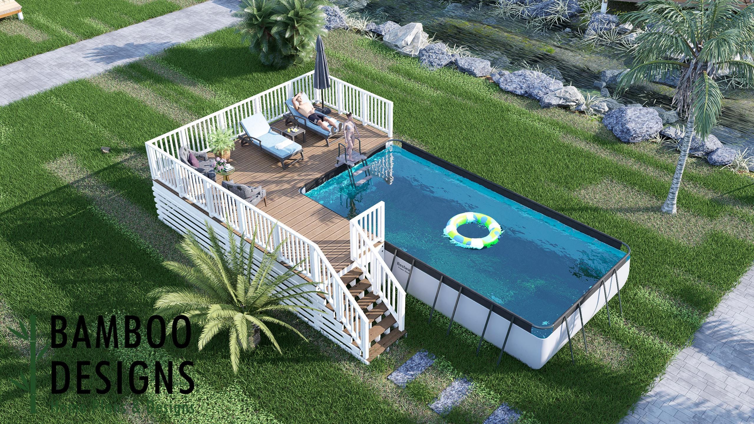 Suncoast Pointe 19x20 Rectangle Pool Deck Plan – Modern Above-ground ...
