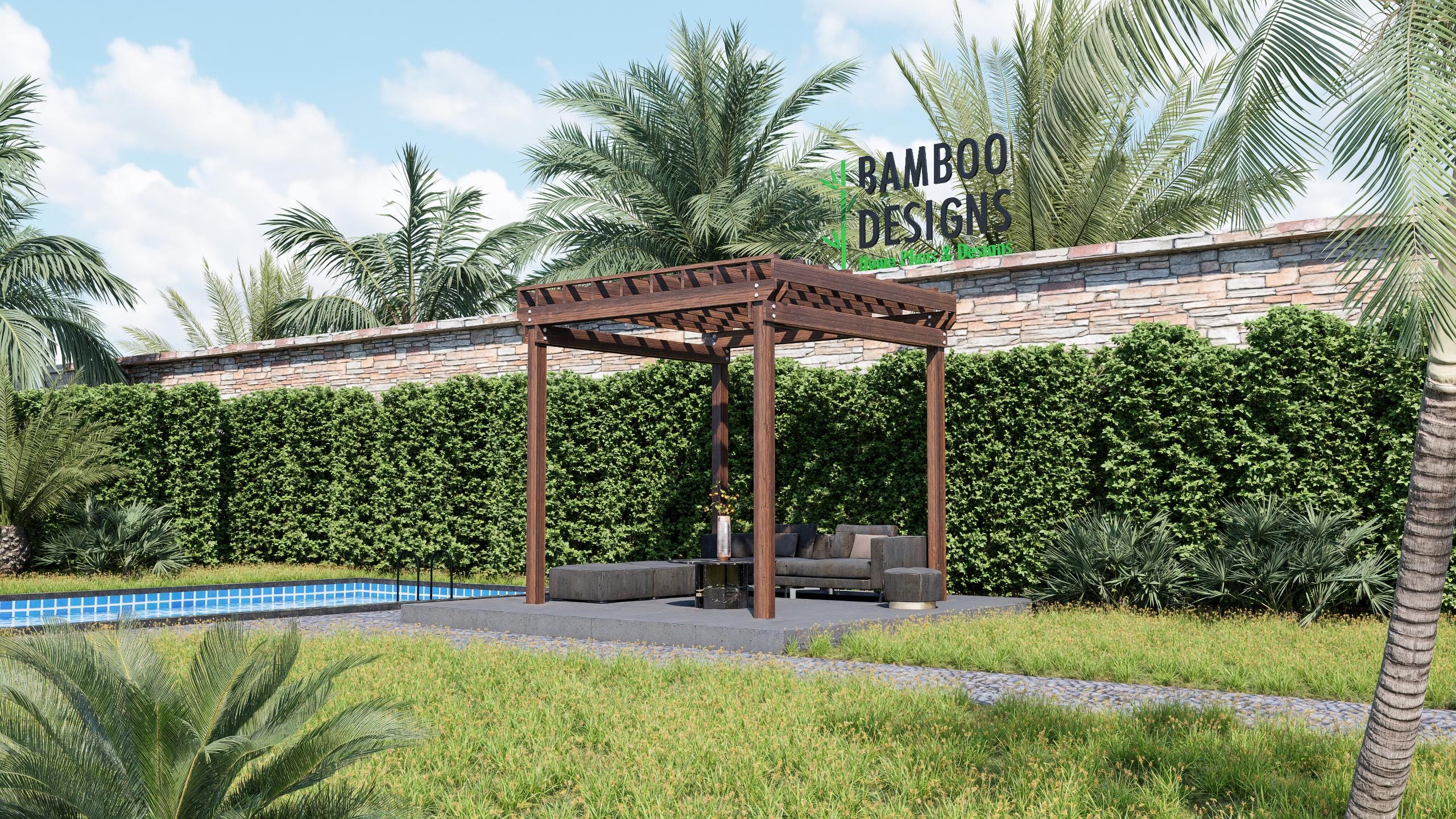 Austin Square Pergola – 10'x10' Modern Wood Pergola Plans – Outdoor ...