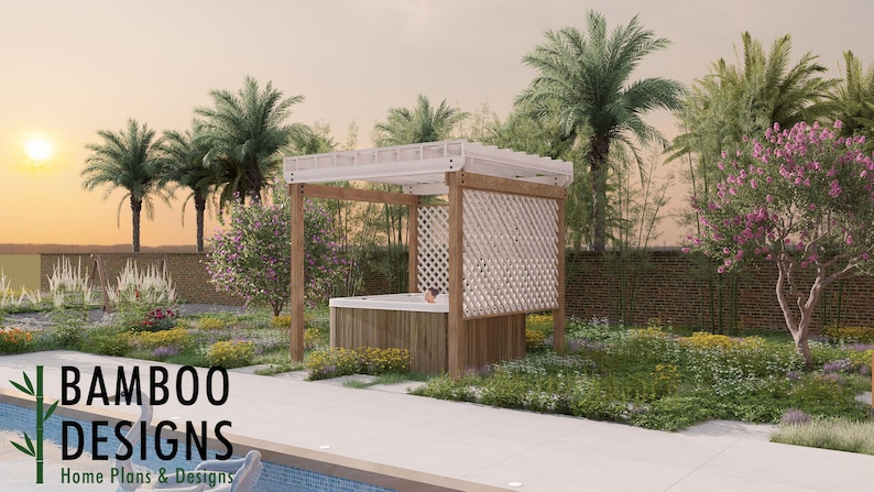 Palm Springs Jacuzzi Pergola Plan – 10x10 Spa Cover With Privacy ...
