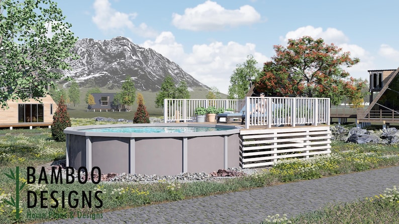 Oak Trail Shores Circle Pool Deck Plan – 10x18 Elevated Deck With 6 ...