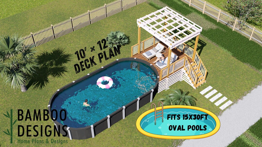Breezy Oval Pool Deck Plan – 15x30 Pool | 10x12 Ultra-compact Entry ...