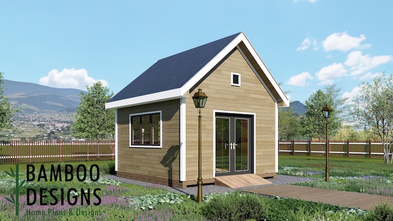 Cleo 14x14 Gable Shed Plan – Modern Workshop, Studio, or Backyard ...
