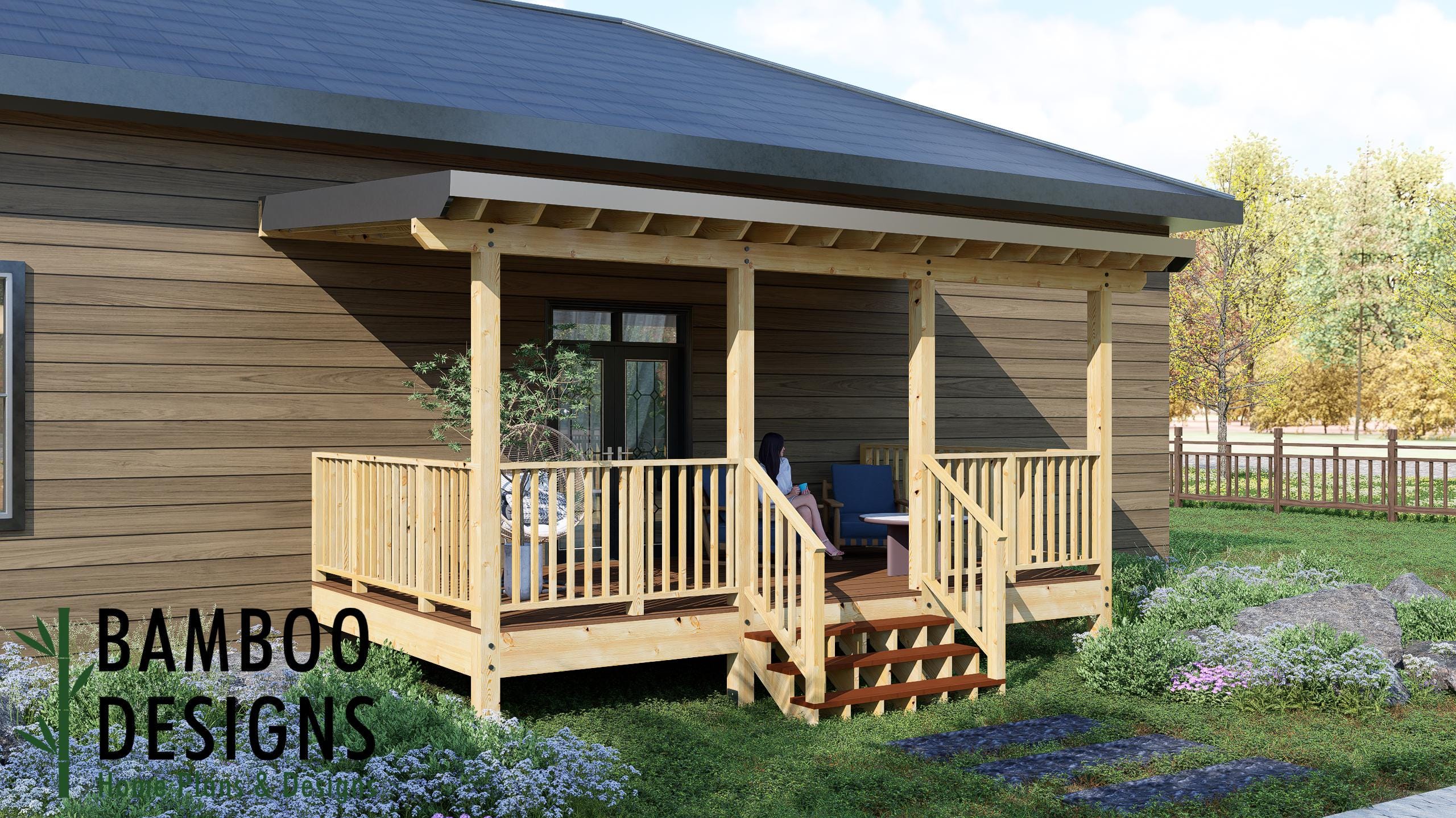 Hamilton 10x20 Attached Deck Plan – Covered Porch Design | DIY Patio ...