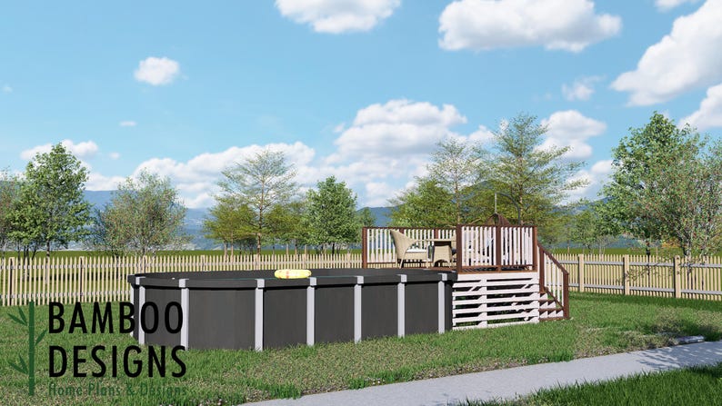 Sauron Oval Pool Deck Plan — 10x12 Elevated Deck for 15x24 Above-ground ...