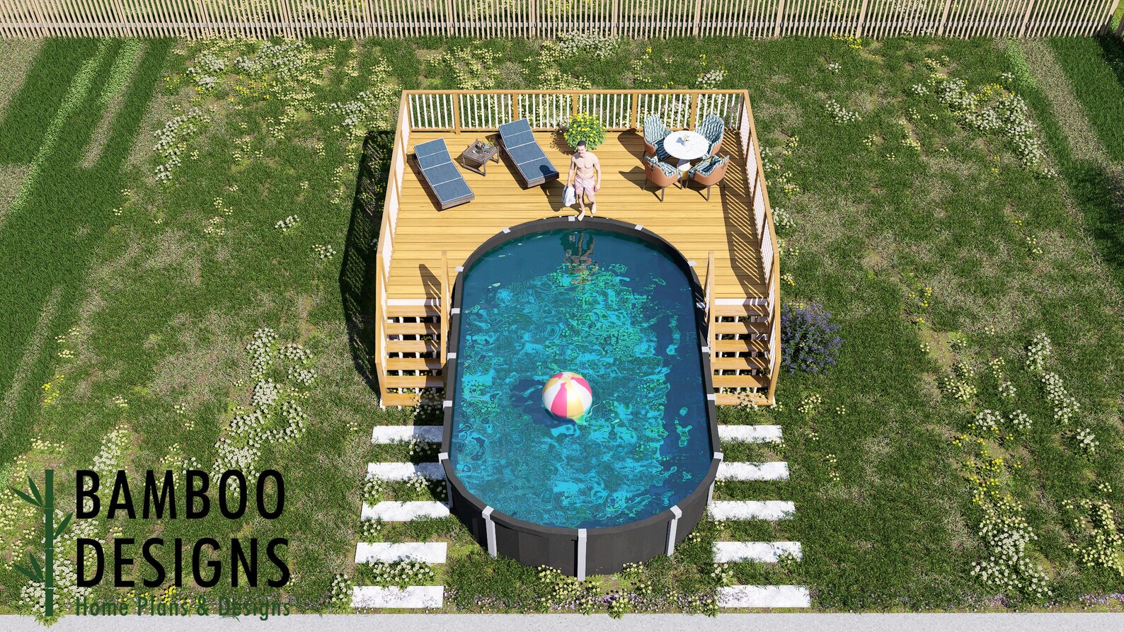 Elrond Oval Pool Deck Plan — 16x23 Deck for 15x24 Above-ground Pools - Etsy